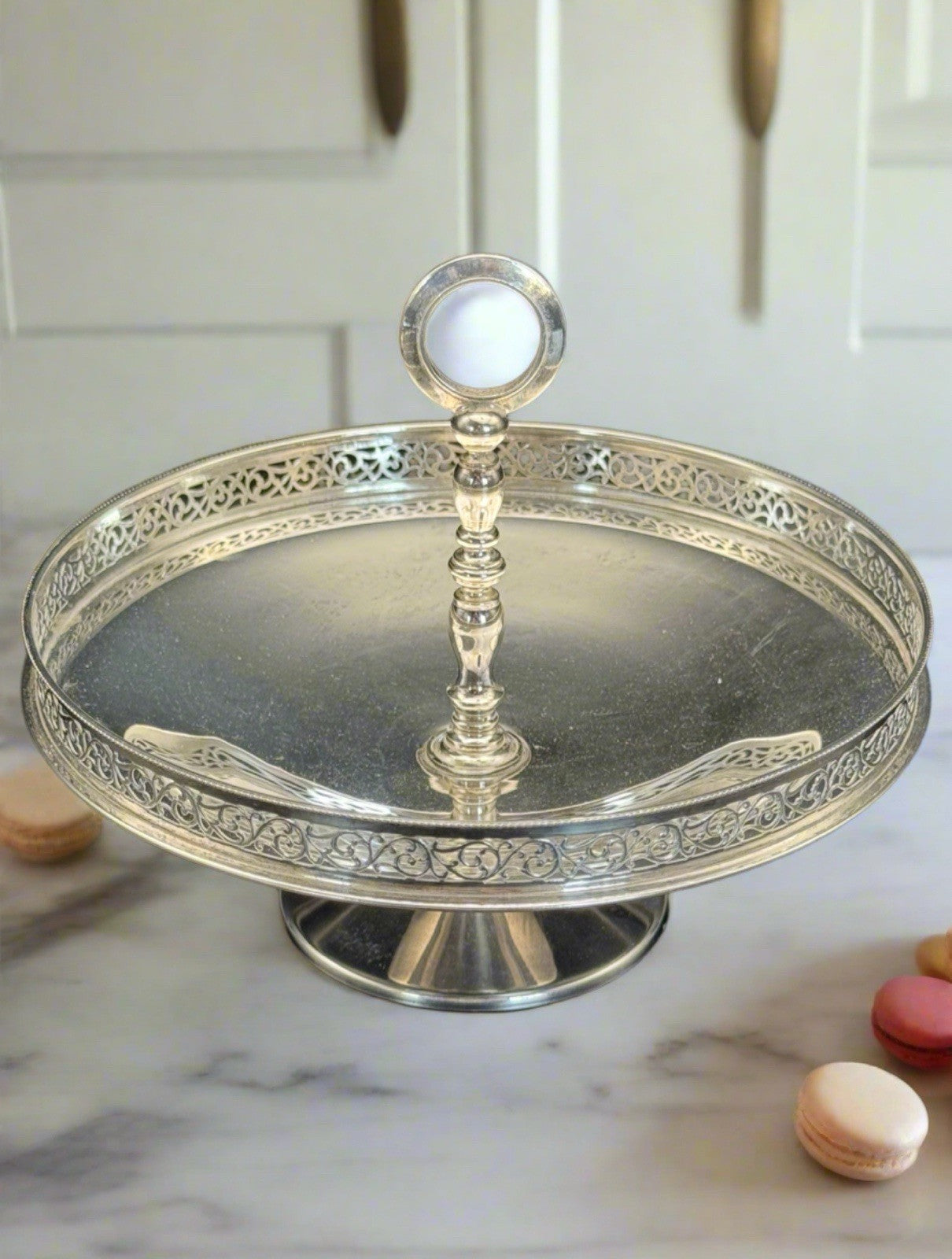 Vintage Silverplate Sandwich Pedestal Footed Server Appetizer Signed I ...